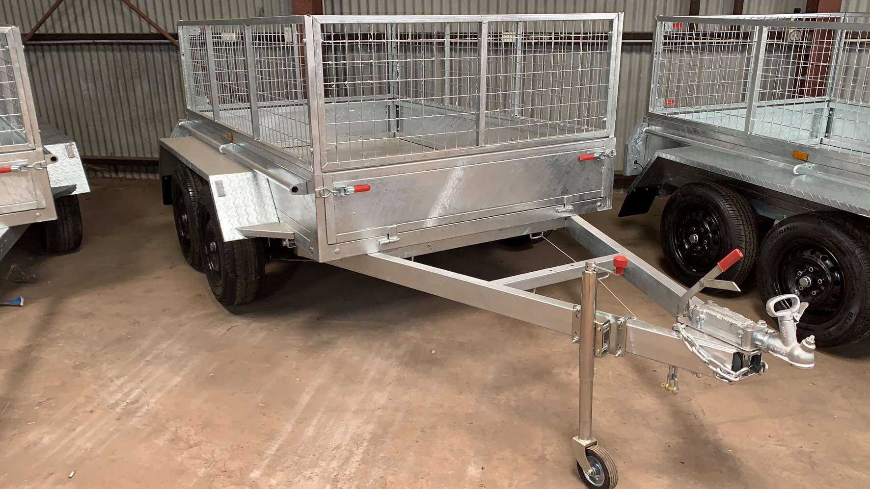 8x5 Full Checker Plate Galvanized Tandem Trailer with Cage - Best ...